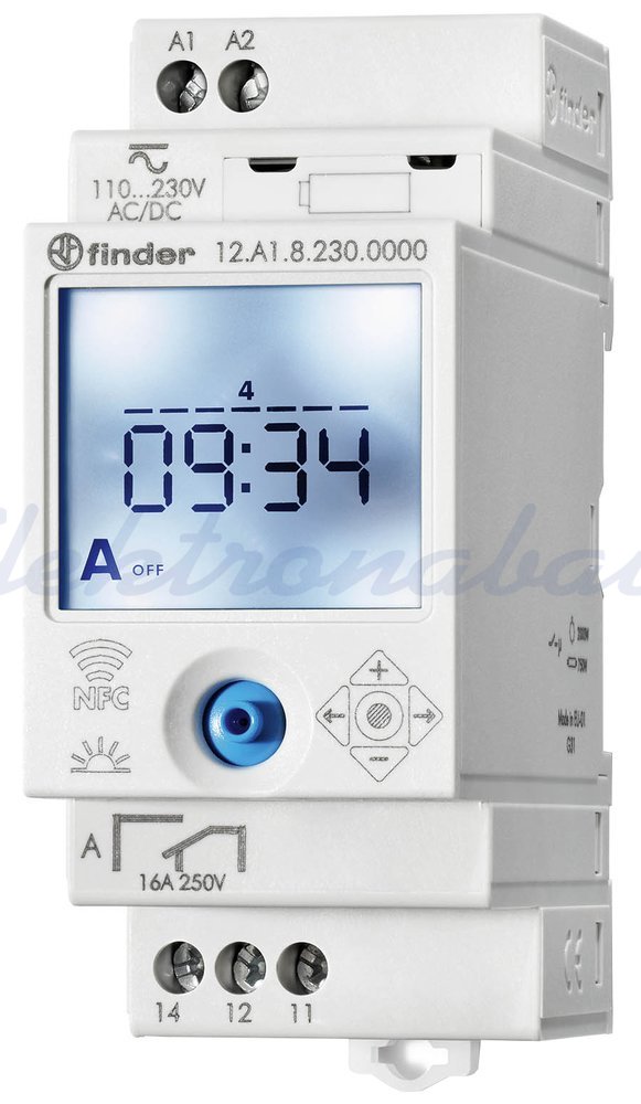 Časovni digitalni rele FINDER 230V AC 1P 60min+ 7dni 2M ASTRO NFC [12 ...